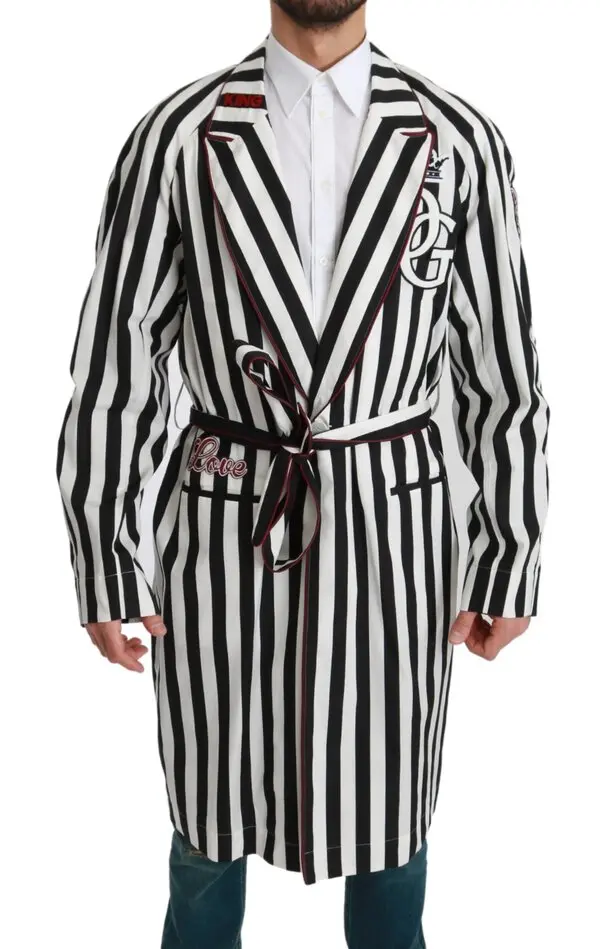 Dolce & Gabbana Belted Cotton Robe Nightgown - White