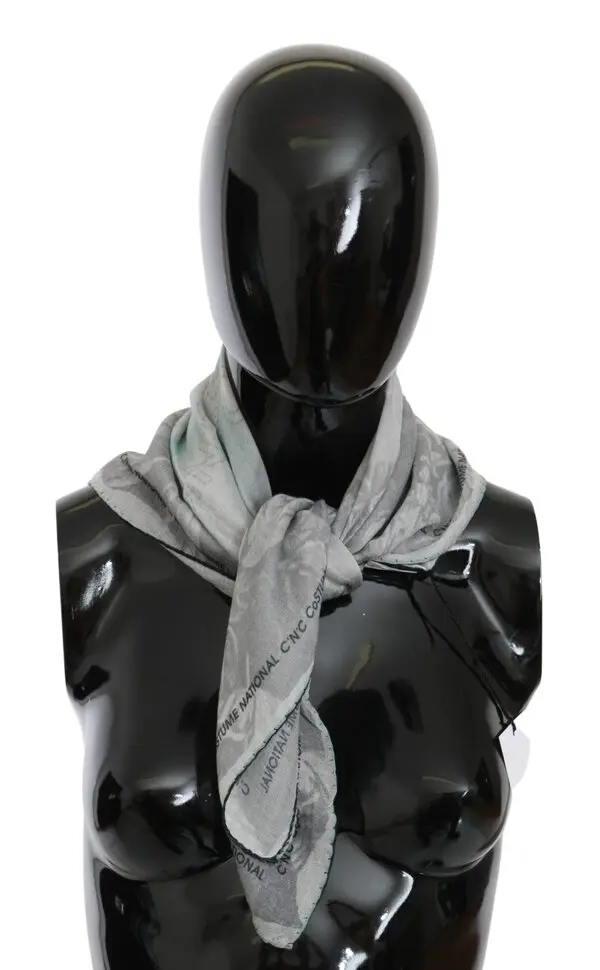 Costume National Silk Shawl Foulard Wrap Scarf - Gray