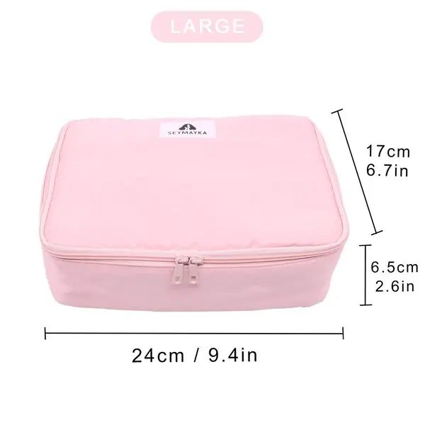 SEYMAYKA Large Makeup Bag Set Kabuki Brush & Makeup Sponge