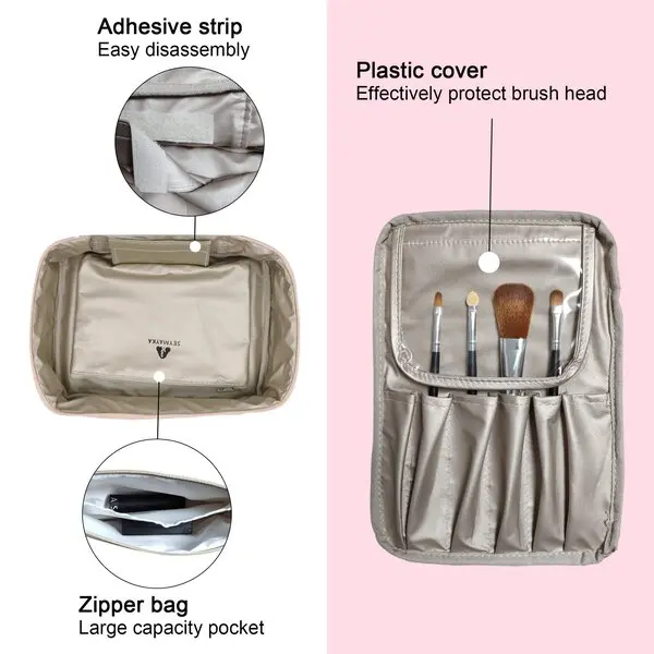 SEYMAYKA Large Makeup Bag Set Kabuki Brush & Makeup Sponge