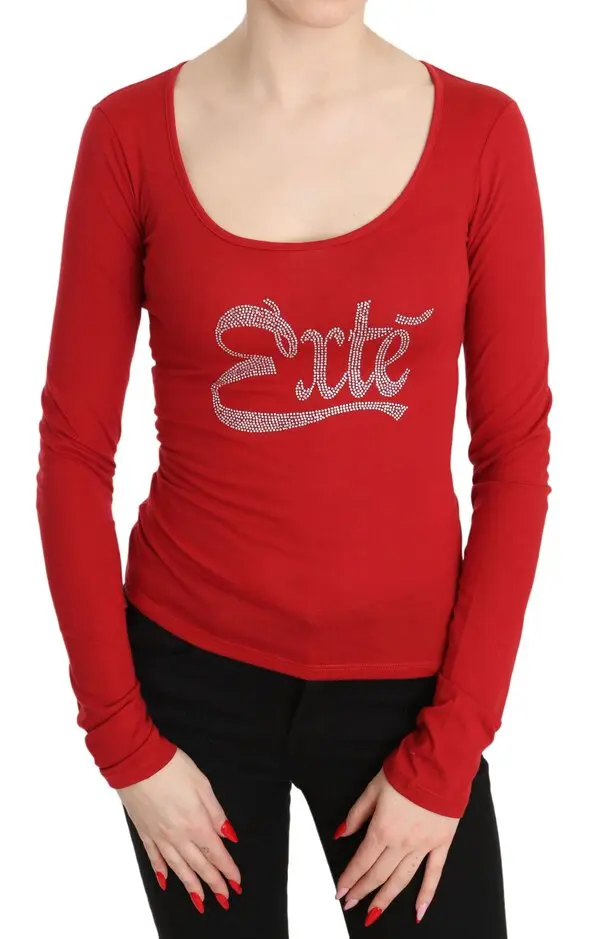 EXTE Crystal Embellished Long Sleeve Top