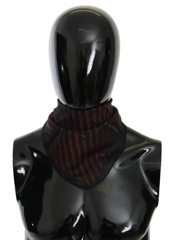 Costume National Orange 100% Silk Branded Scarf - Black