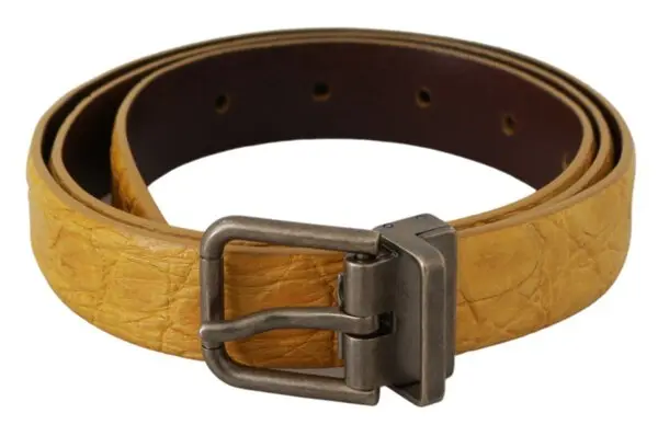 Dolce & Gabbana Exotic Skin Leather Buckle Belt - Yellow