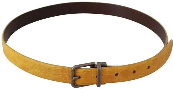 Dolce & Gabbana Exotic Skin Leather Buckle Belt - Yellow