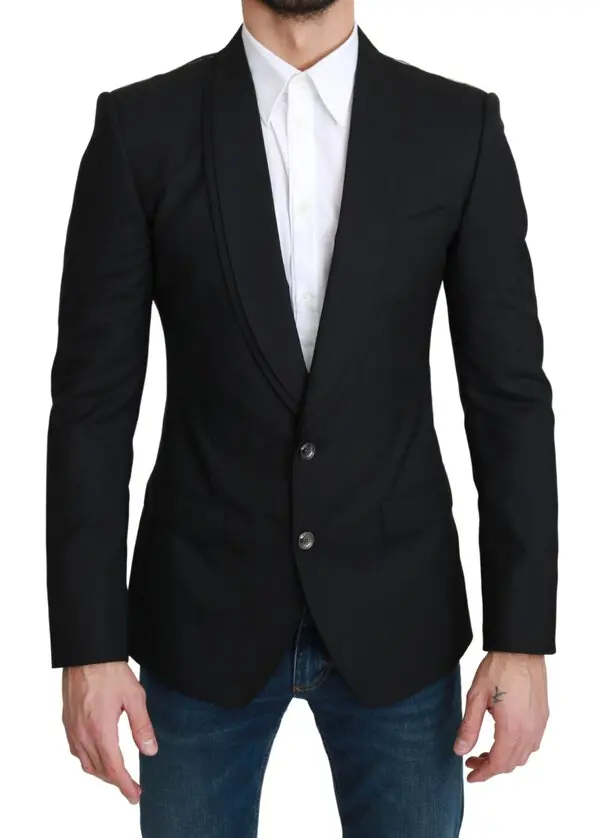 Dolce & Gabbana Single Breasted Formal Wool Blazer - Black