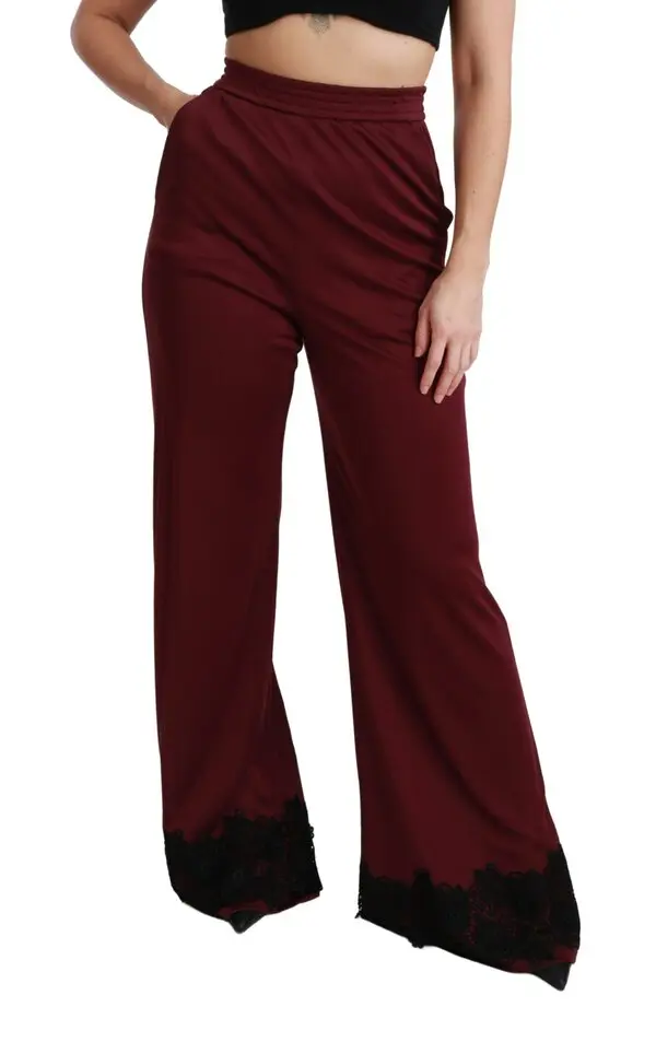 Dolce & Gabbana High Waist Wide Leg Pants With Lace Detailing