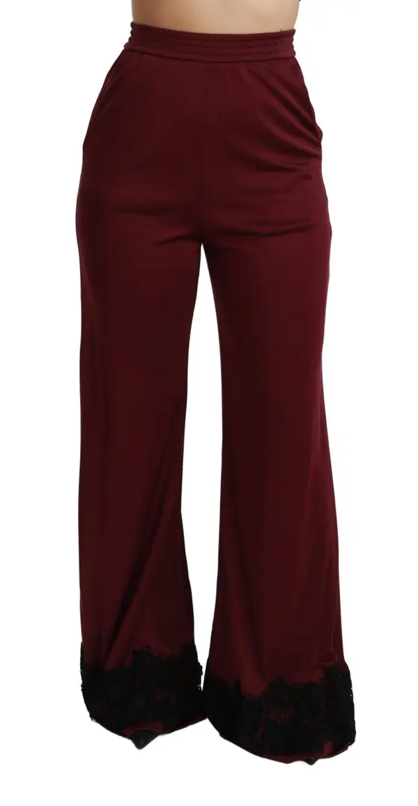 Dolce & Gabbana High Waist Wide Leg Pants With Lace Detailing