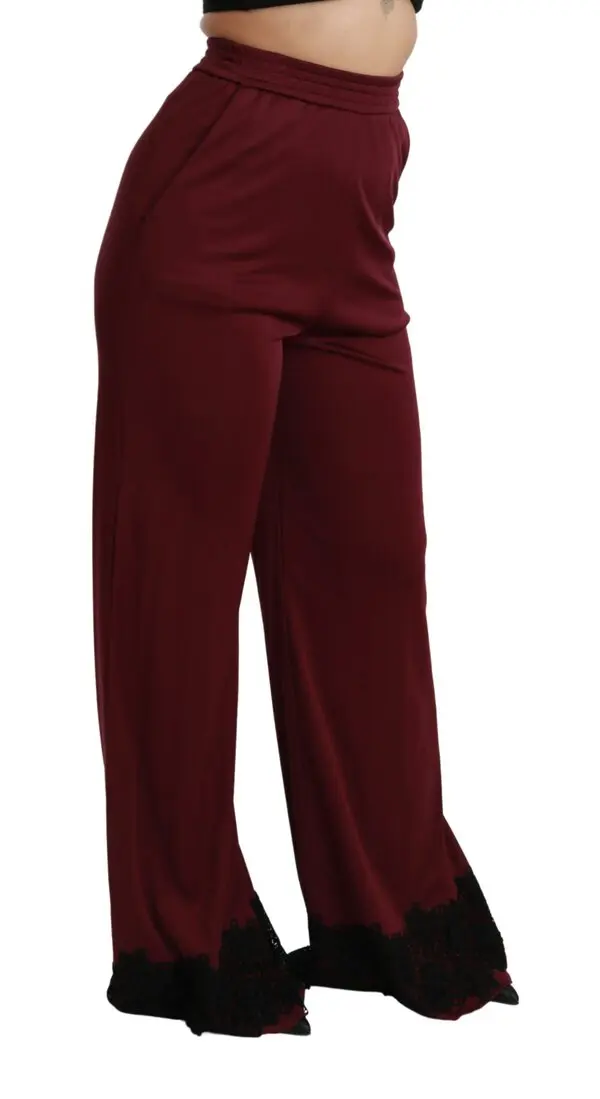 Dolce & Gabbana High Waist Wide Leg Pants With Lace Detailing