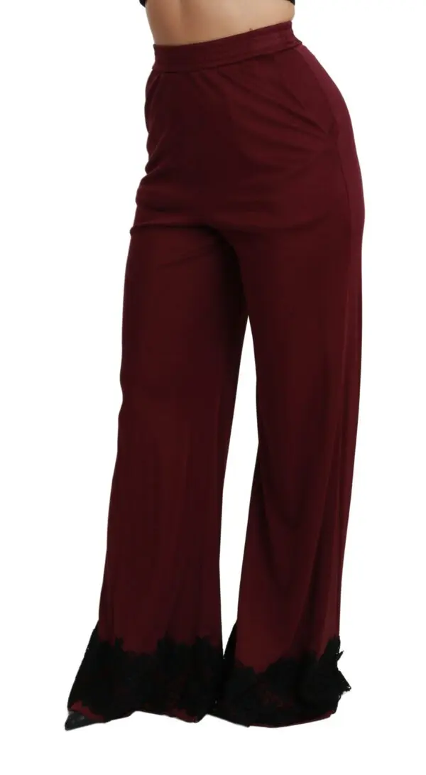Dolce & Gabbana High Waist Wide Leg Pants With Lace Detailing