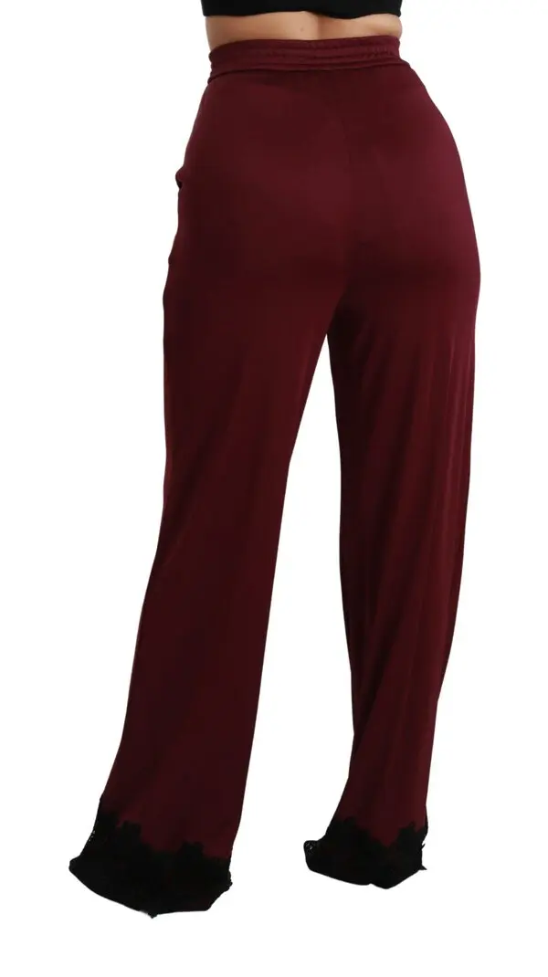 Dolce & Gabbana High Waist Wide Leg Pants With Lace Detailing