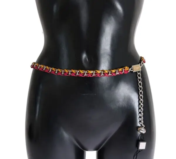 Dolce & Gabbana Braided Leather Belt With Crystal Detail - Yellow