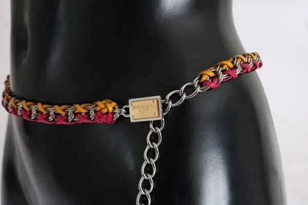 Dolce & Gabbana Braided Leather Belt With Crystal Detail
