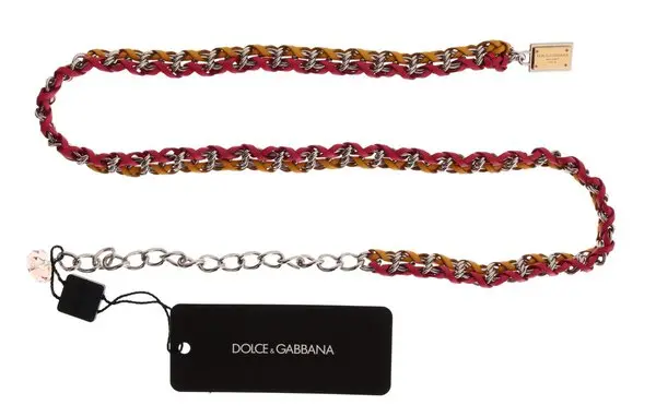 Dolce & Gabbana Braided Leather Belt With Crystal Detail