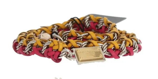 Dolce & Gabbana Braided Leather Belt With Crystal Detail