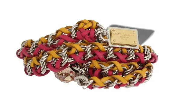 Dolce & Gabbana Braided Leather Belt With Crystal Detail