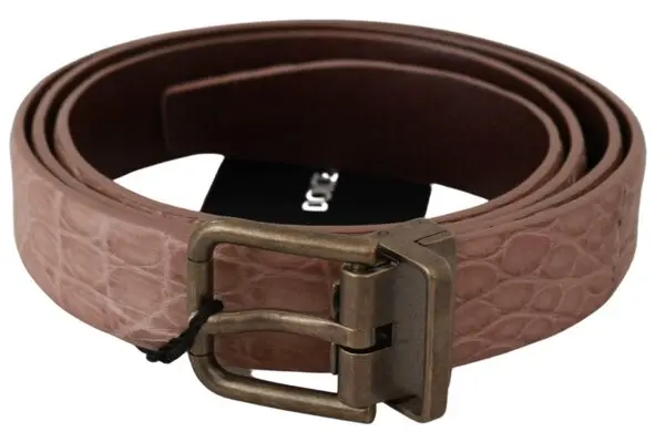 Dolce & Gabbana Exotic Skin Belt With Gold Buckle - Beige