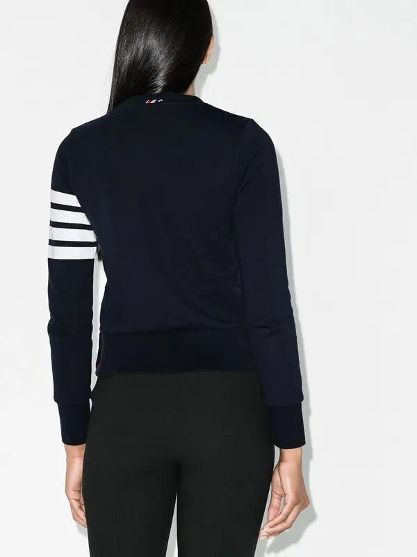 Thom Browne Four-bar Stripe Cotton Sweatshirt - Navy