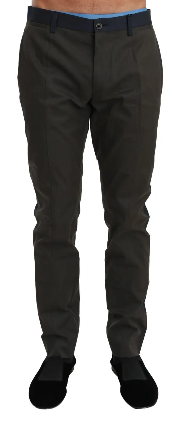 Dolce & Gabbana Striped Cotton Trousers - Gray