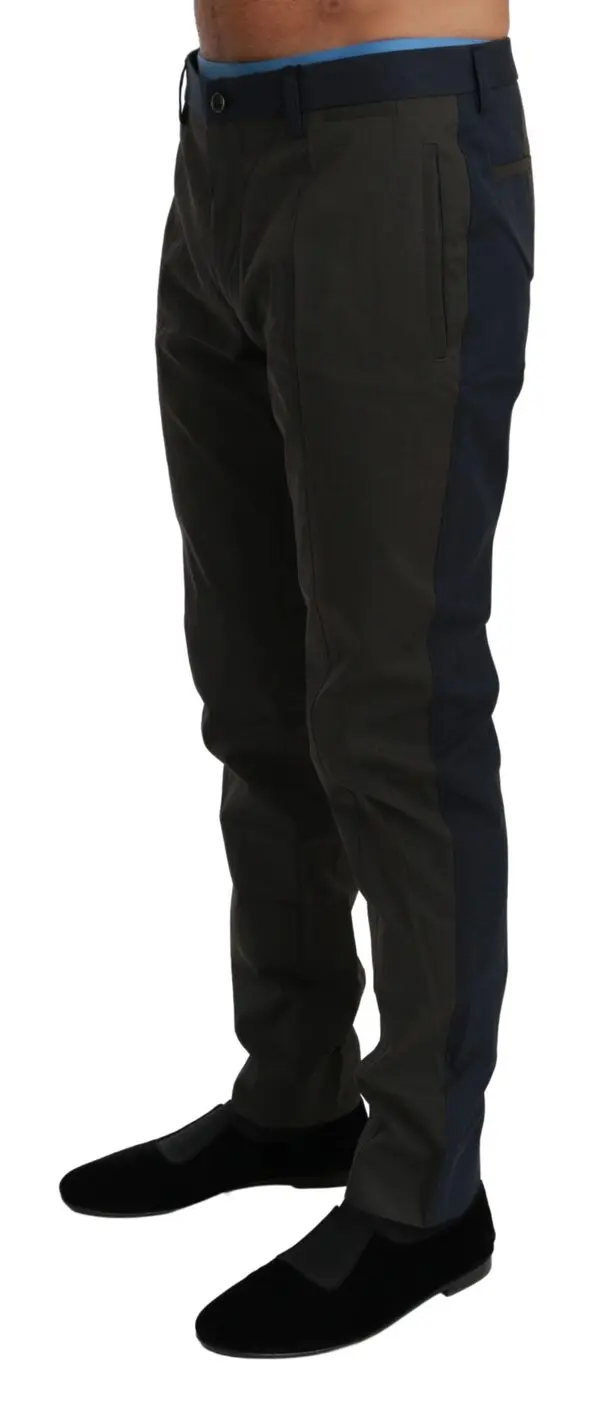 Dolce & Gabbana Striped Cotton Trousers - Gray