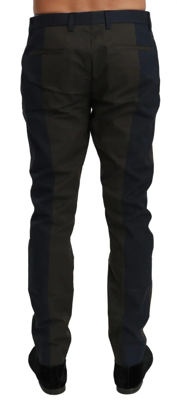 Dolce & Gabbana Striped Cotton Trousers - Gray