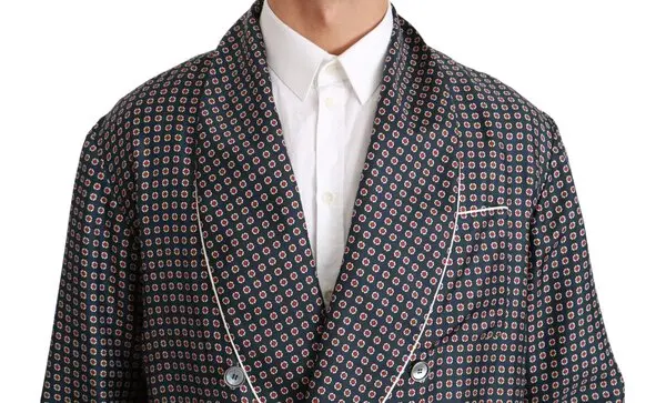 Dolce & Gabbana Patterned Double Breasted Coat - Blue
