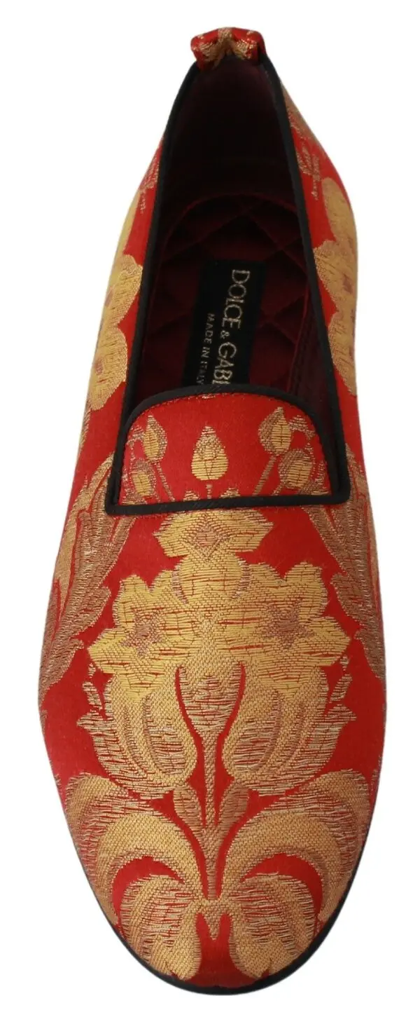 Dolce & Gabbana Gold Brocade Loafers Slides