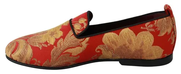 Dolce & Gabbana Gold Brocade Loafers Slides