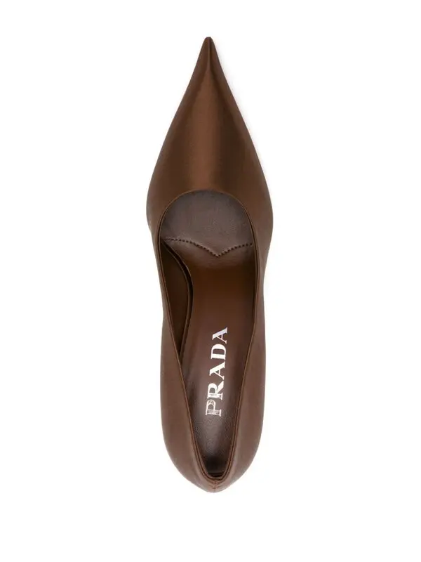 Prada Pointed-toe Satin Pumps - Tabacco