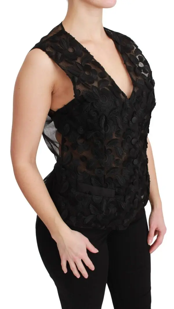 Dolce & Gabbana Floral Brocade Sleeveless Vest - Black