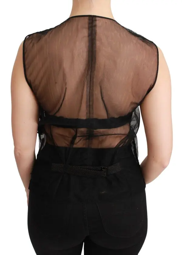 Dolce & Gabbana Floral Brocade Sleeveless Vest - Black
