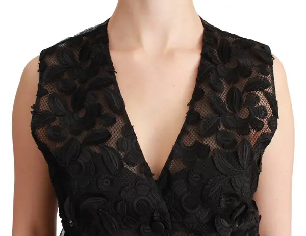 Dolce & Gabbana Floral Brocade Sleeveless Vest - Black