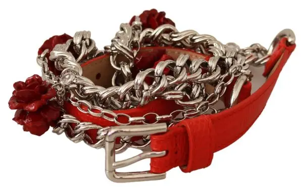 Dolce & Gabbana Floral Leather Waist Belt