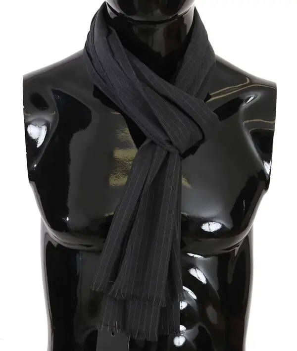 Dolce & Gabbana 100% Wool Striped Pattern Wrap Scarf - Gray