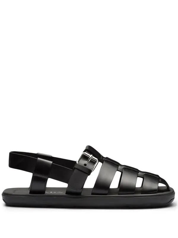 Prada Interwoven Straps Flat Sandals - Nero