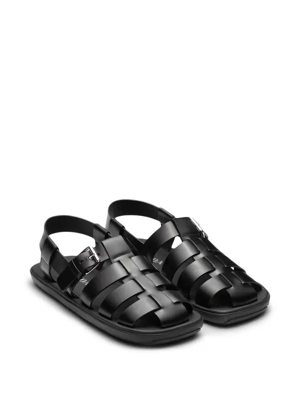 Prada Interwoven Straps Flat Sandals - Nero