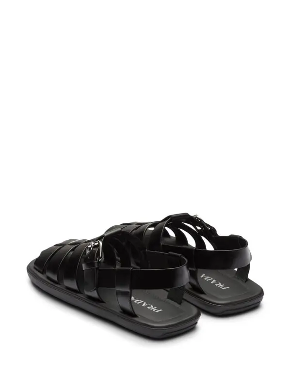 Prada Interwoven Straps Flat Sandals - Nero