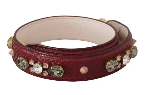 Dolce & Gabbana Leather Shoulder Strap With Crystals - Bordeaux