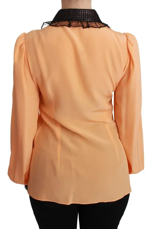 Dolce & Gabbana Silk Sequin Lace Blouse Shirt