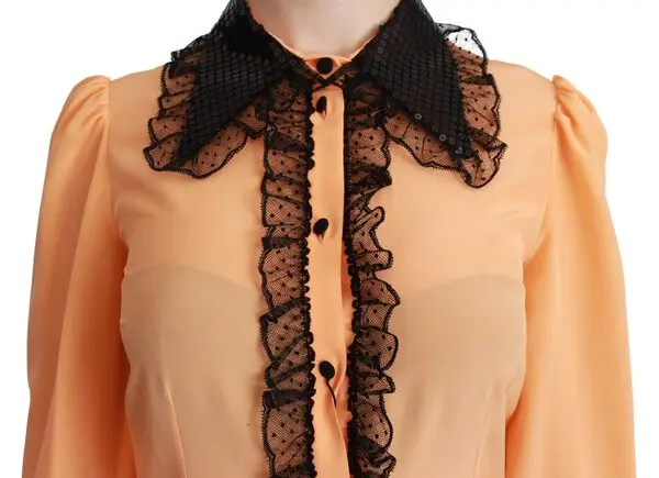 Dolce & Gabbana Silk Sequin Lace Blouse Shirt