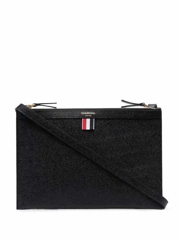 Thom Browne Logo-print Leather Cross Body Bag - Navy