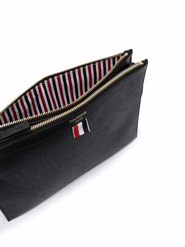 Thom Browne Logo-print Leather Cross Body Bag - Navy