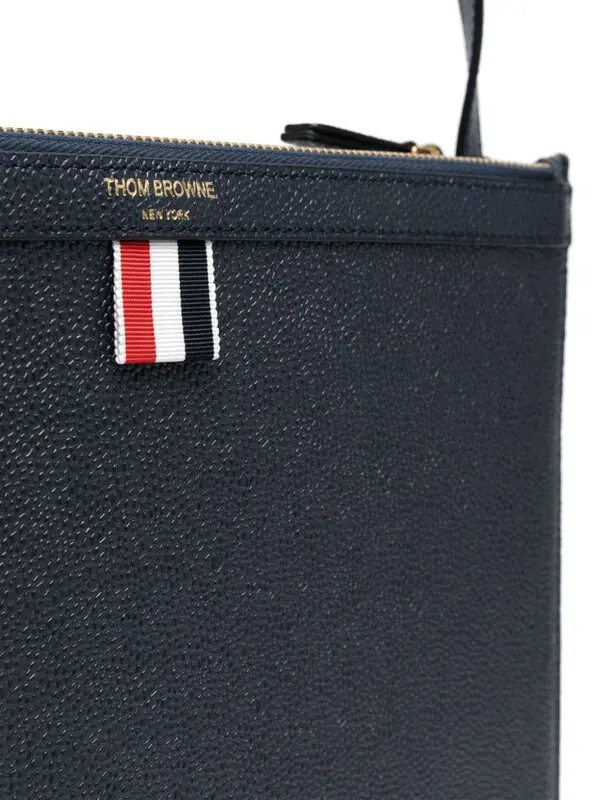 Thom Browne Logo-print Leather Cross Body Bag - Navy