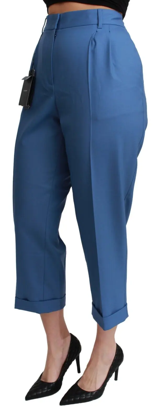 Dolce & Gabbana Pleated Wool Cuffed Cropped Trousers