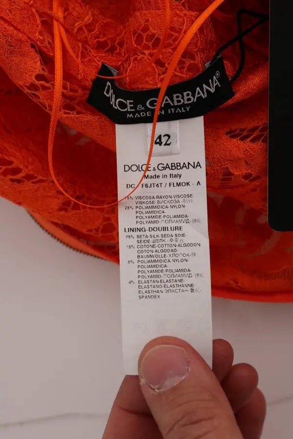 Dolce & Gabbana Floral Ricamo Sheath Long Dress - Orange