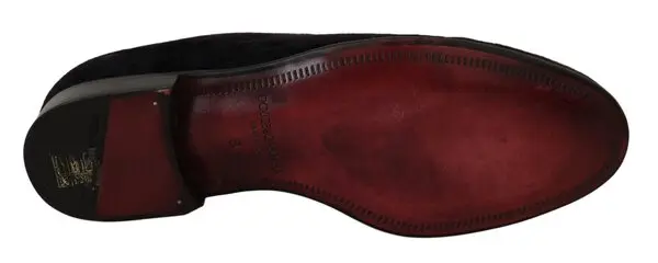 Dolce & Gabbana Velvet Loafers With Gold Crown Embroidery