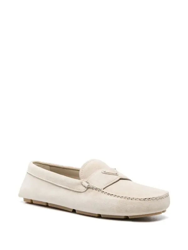 Prada Triangle-logo Suede Loafers - Bleu