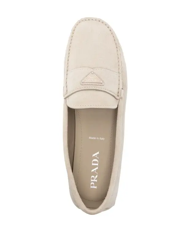 Prada Triangle-logo Suede Loafers - Bleu