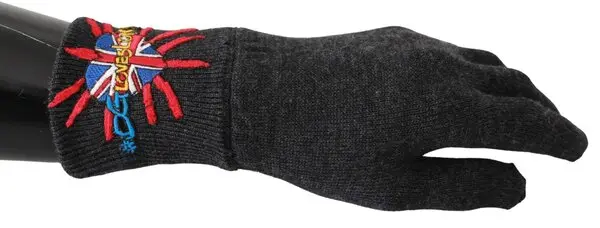 Dolce & Gabbana Dgloveslondon Embroidered Virgin Wool Gloves - Gray