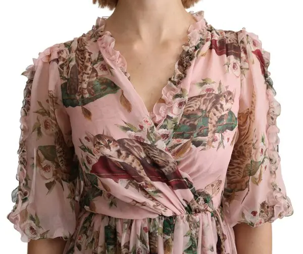 Dolce & Gabbana Bengal Cat Print A-line Maxi Dress