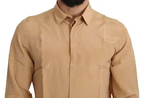 Dolce & Gabbana 100% Silk Gold Top Slim Shirt